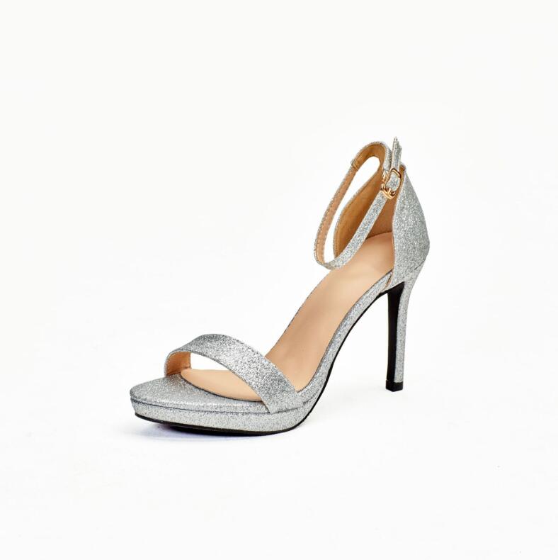 Glitter Ankle Strap Open Toe High Heels For Small Feet MS137 - AstarShoes