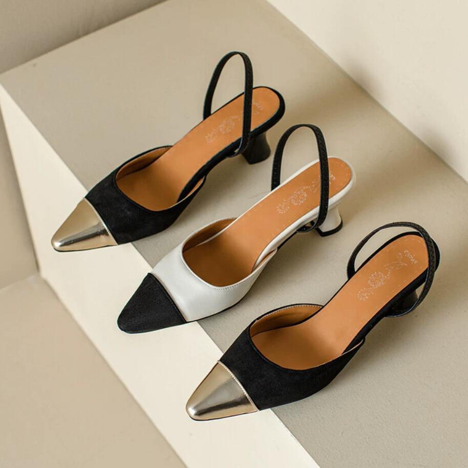 Ladies Small Feet Slingback Heels With Toe Cap MS255 - AstarShoes