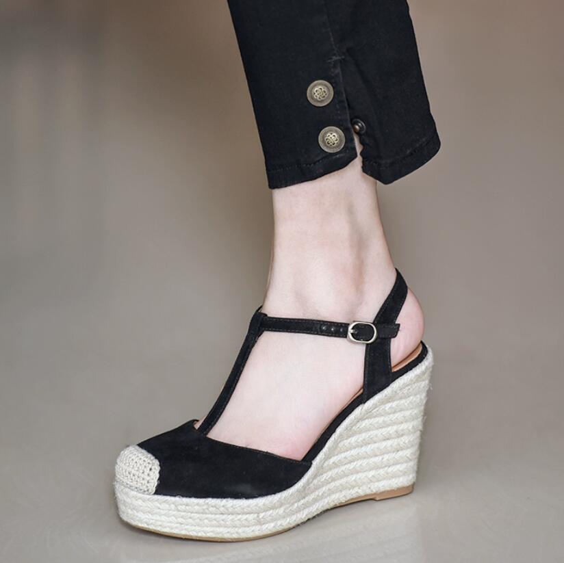 Petite Feet Close Toe Ankle Strap Wedge Heel Shoes MS383 - AstarShoes