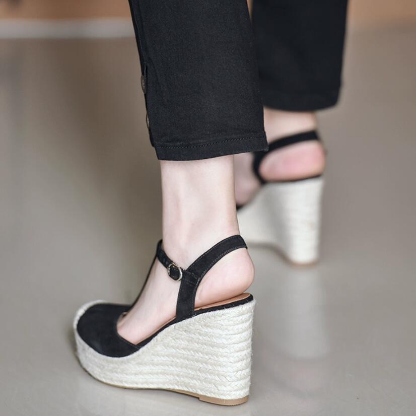 Petite Feet Close Toe Ankle Strap Wedge Heel Shoes MS383 - AstarShoes