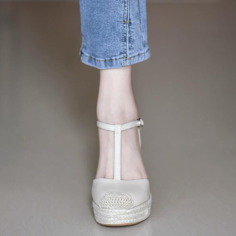 Petite Feet Close Toe Ankle Strap Wedge Heel Shoes MS383 - AstarShoes