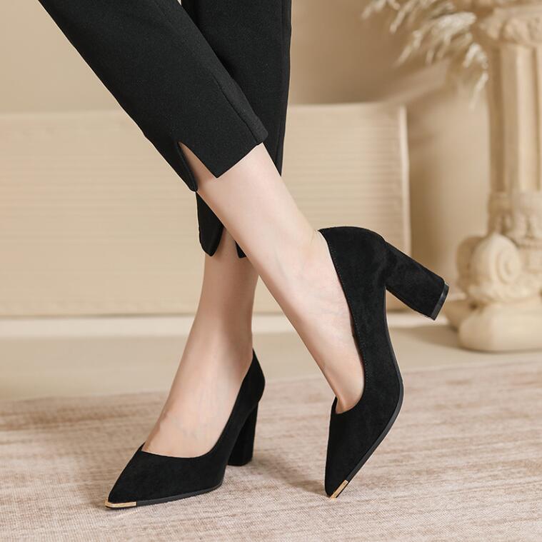 Petite Feet Ladies Pointy Block Heel Shoes MS254 - AstarShoes