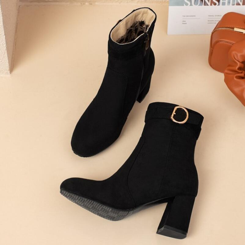 Petite Feet Womens Side Zipper Chunky Heel Boots AS142 - AstarShoes