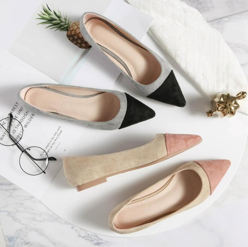 Petite Flat Heel Suede Shoes With Toe Cap MS322 - AstarShoes