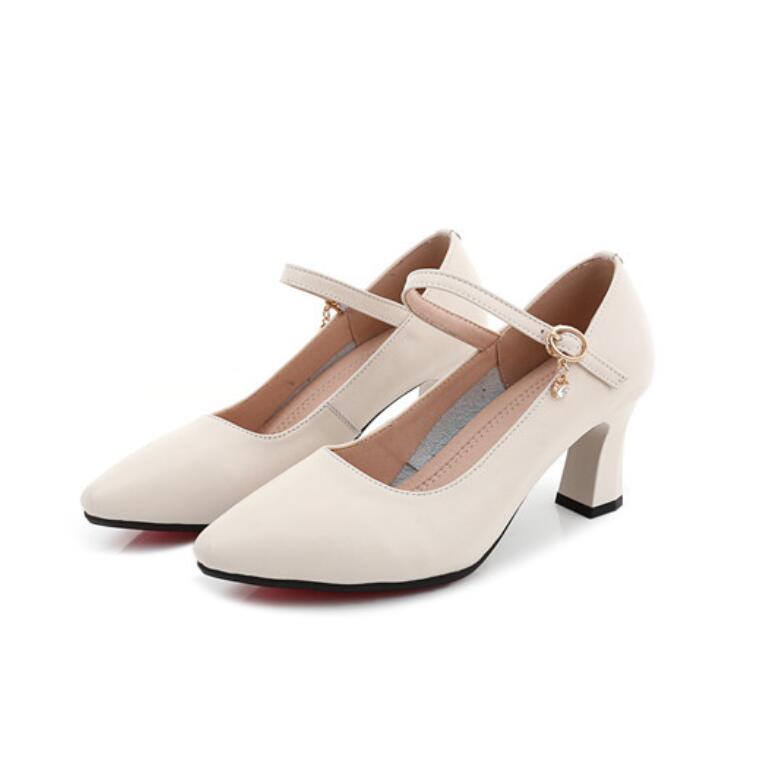 Petite Size 2 Chunky Heel Mary Jane Leather Pump Shoes DS180 - AstarShoes