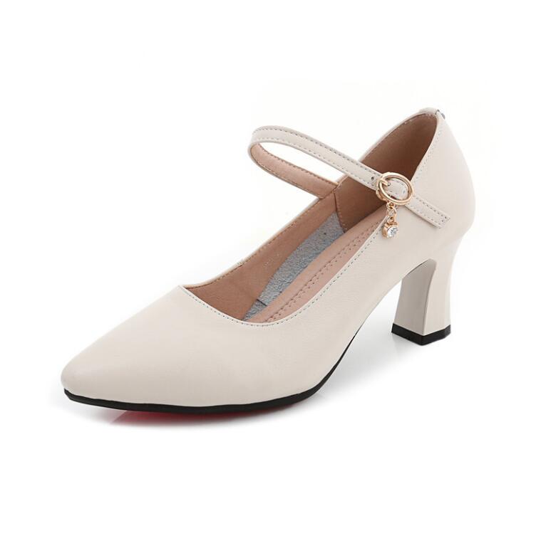 Petite Size 2 Chunky Heel Mary Jane Leather Pump Shoes DS180 - AstarShoes