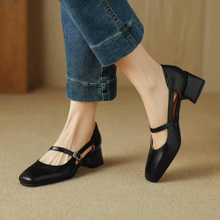 Small Feet Block Heel Square Toe Shoes FS76 - AstarShoes