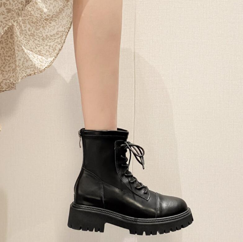 Small Feet Ladies Black Lace Up Short Boots MS227 - AstarShoes