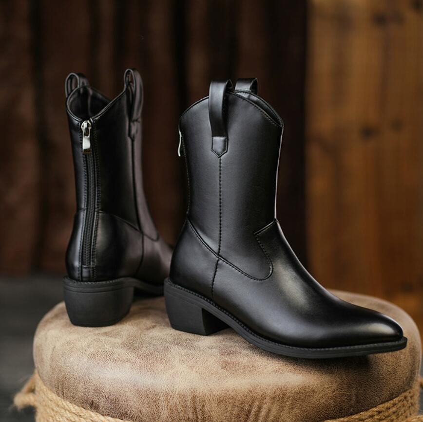 Small Feet Western Block Heel Short Boots GS272 - AstarShoes