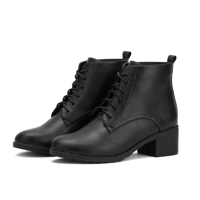 Small Feet Women's Block Mid Heel Ankle Boots MS393 - AstarShoes