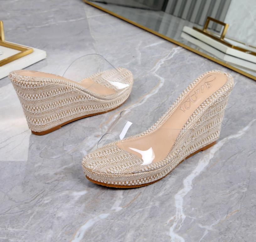 Small Size Clear Open Toe Wedge Shoes FS34 - AstarShoes