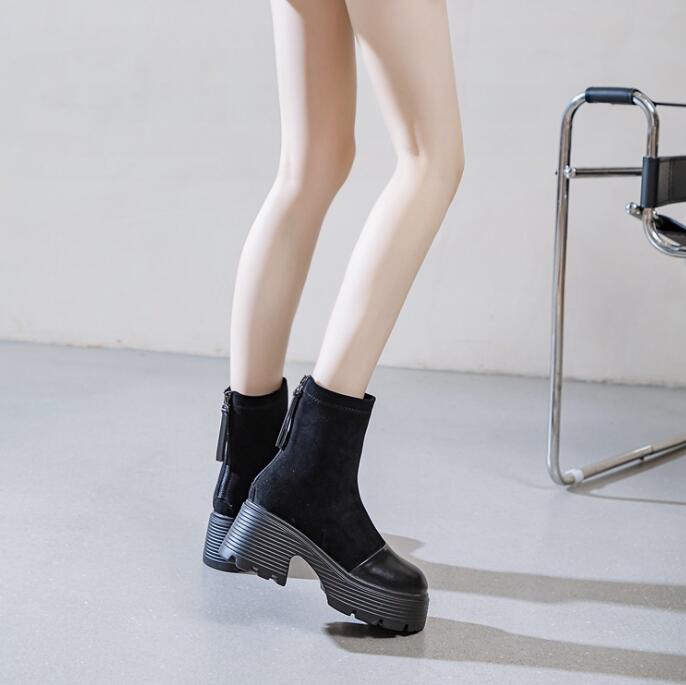 Small Size Thick Sole Back Zipper Boots AP52 - AstarShoes