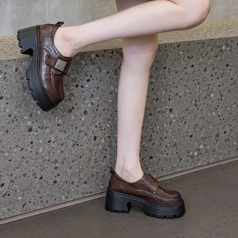 Women's Petite Feet Block Leather Shoes FS264 - AstarShoes
