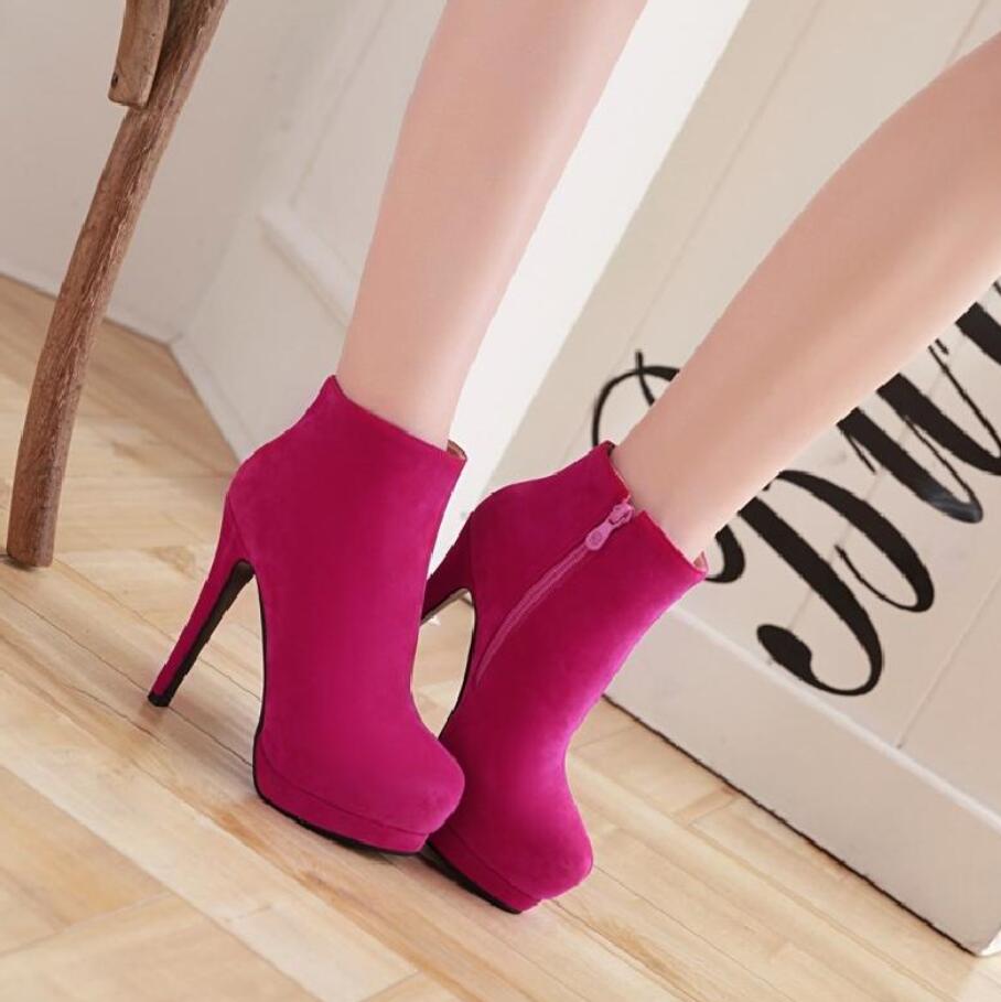 Women's Petite Platform High Heel Short Boots MS150 - AstarShoes