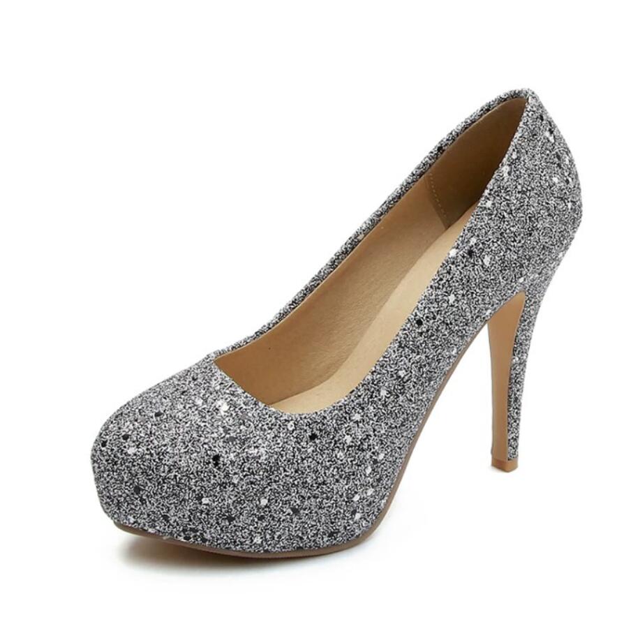 Women's Petite Size 2 Glitter Platform High Heel Shoes MS286 - AstarShoes