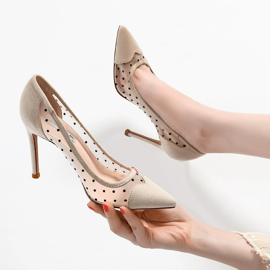 Women's Petite Size Lace Mesh Suede Heels(3/6/8/10cm heel) GS392 ...