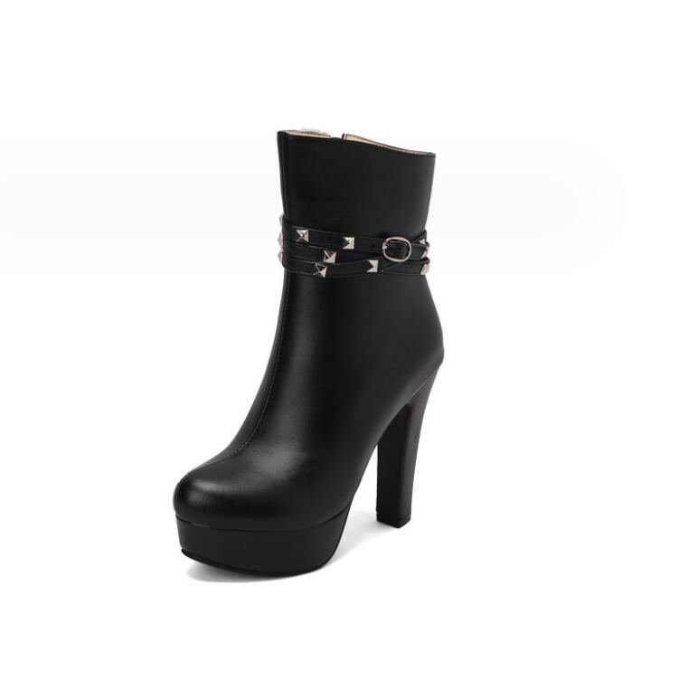 Women's Size 3 Chunky Platform High Heel Boots AP68 - AstarShoes