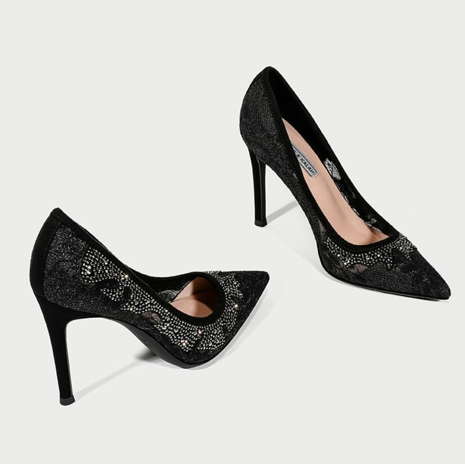 Women's Small Feet Lace Mesh Dress Heels MS176 - AstarShoes