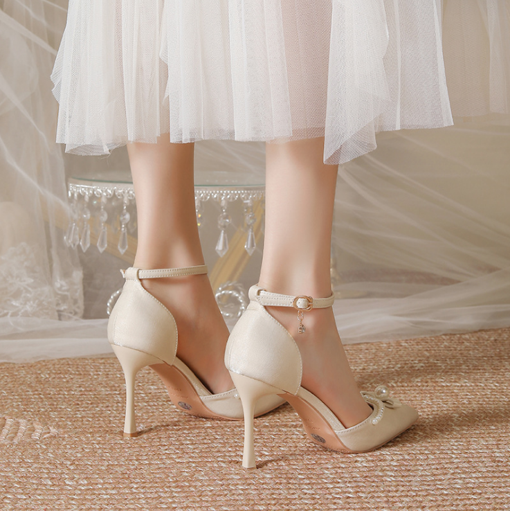 Women's Small Size 1 Silk Satin Ankle Strap Heels MS287 - AstarShoes