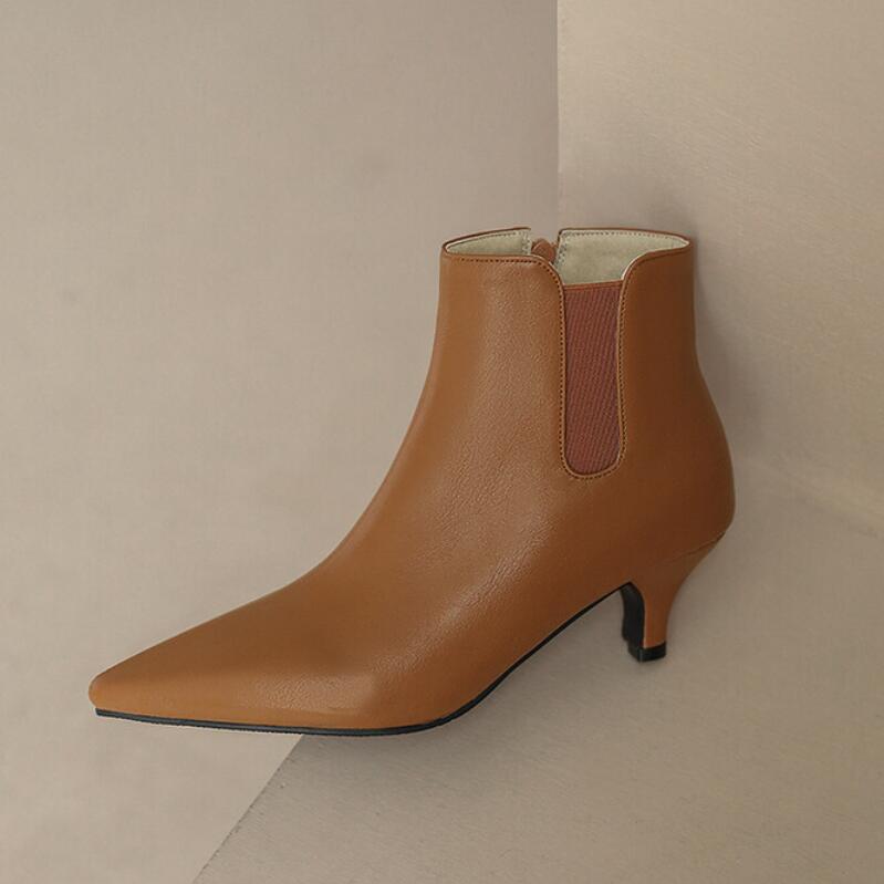 Women's Small Size Kitten Heel Pointy Ankle Boots AP11 - AstarShoes