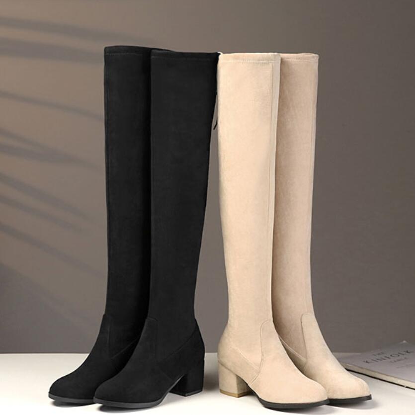 Women's Small Size Suede Knee High Boots AP157 - AstarShoes