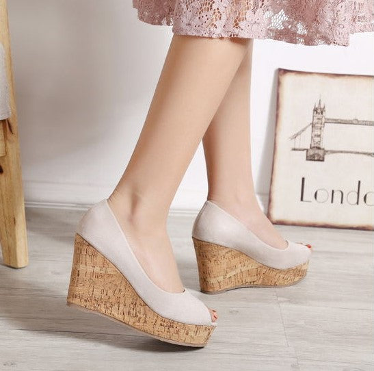 Women Small Size Peep Wedge Sandals CANDICE - AstarShoes