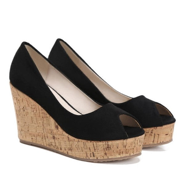 Women Small Size Peep Wedge Sandals CANDICE - AstarShoes