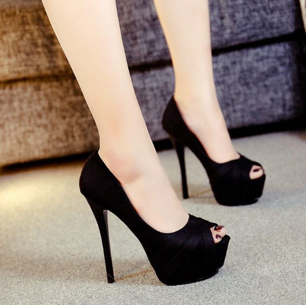 Petite Peep Platform High Heels BS210 - AstarShoes