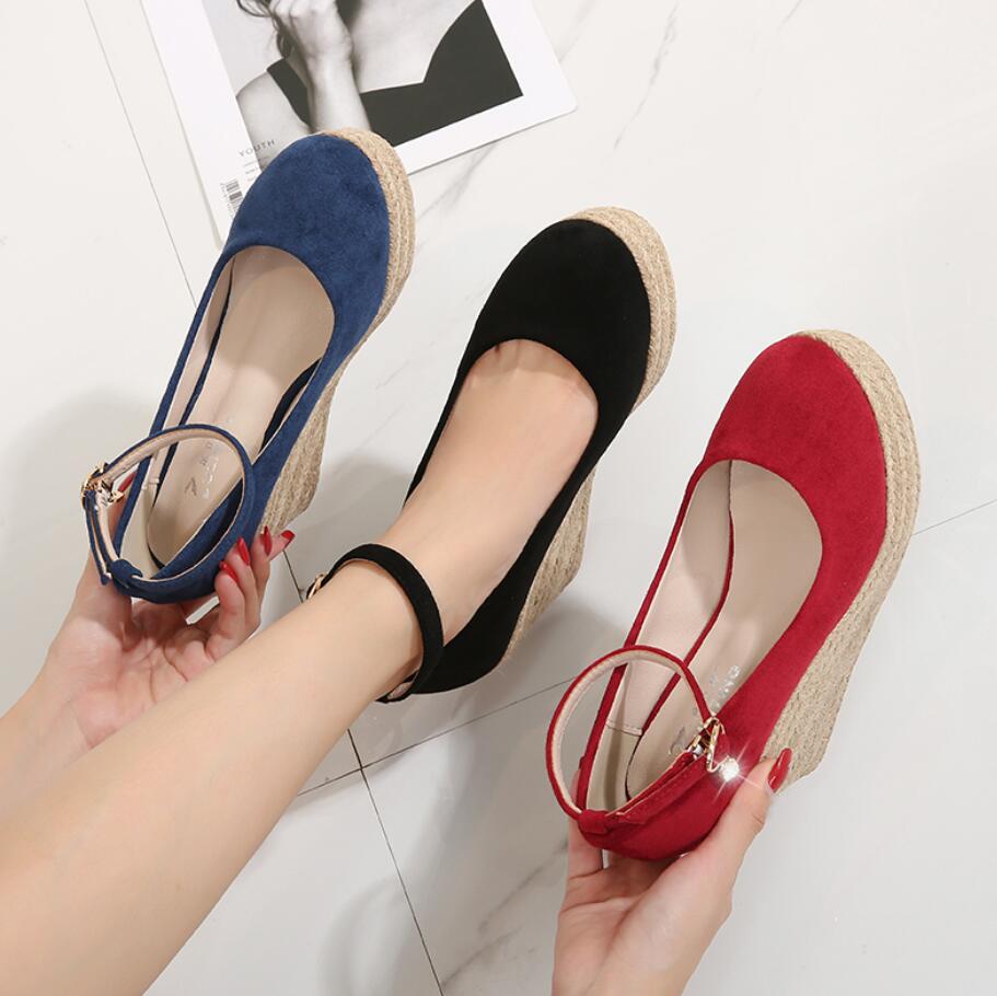 Petite Platform Wedge Heel Ankle Strap Shoes GS363 - AstarShoes