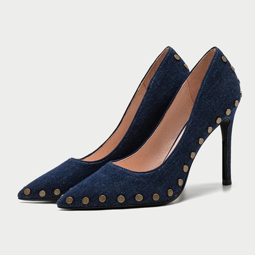 Petite Size Pointed Denim Pump Shoes ES69 - AstarShoes