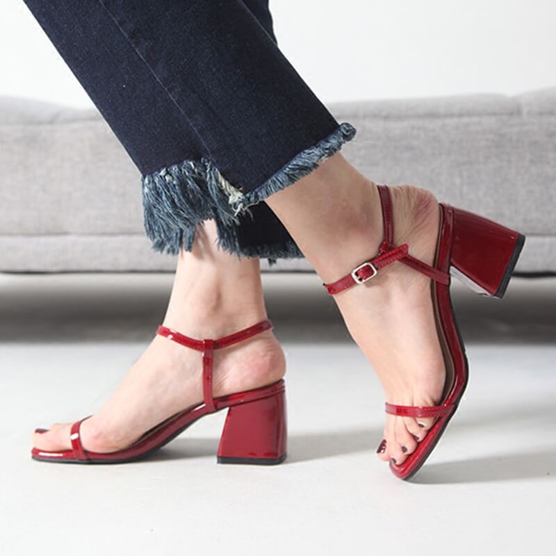 Women‘s Block Heel One Strap Open Toe Sandals AS22 - AstarShoes