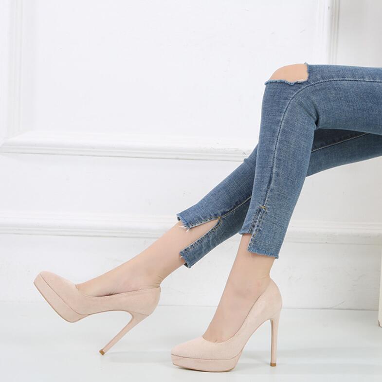 Platform High Heel Suede Pump Shoes GS236 - AstarShoes