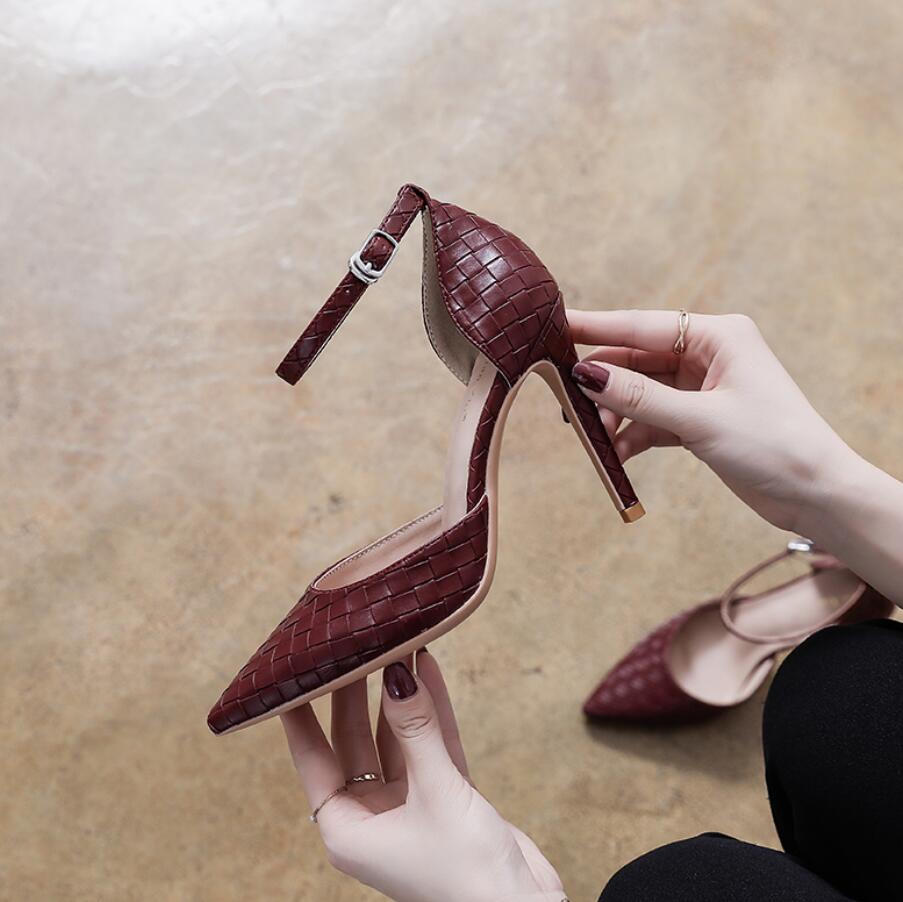 Pointy Ankle Strap High Heels For Small Feet GS390 - AstarShoes