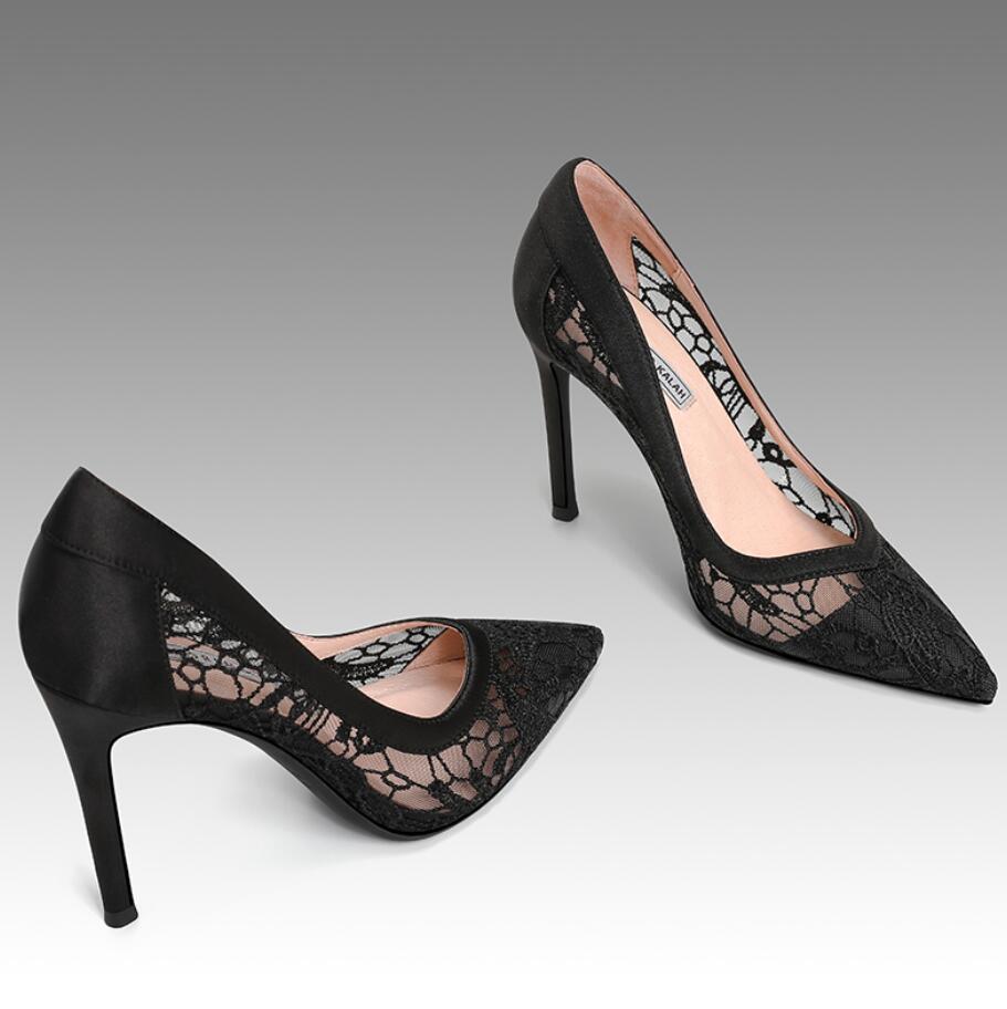 Silk Satin Lace Mesh Heels For Small Feet GS337 - AstarShoes