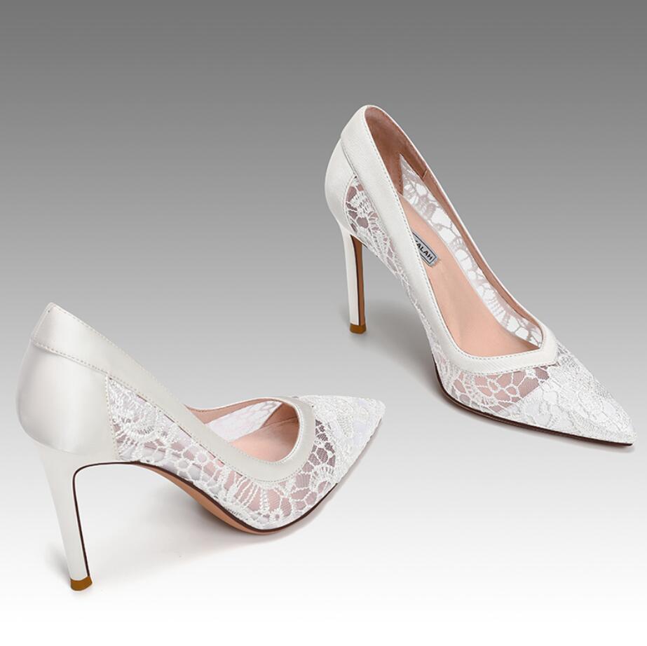 Silk Satin Lace Mesh Heels For Small Feet GS337 - AstarShoes