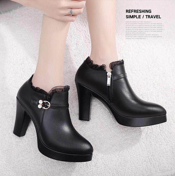 Small Feet Chunky Heel Booties DS391 - AstarShoes