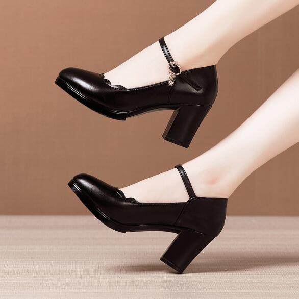 Small Feet Girls Block Heel Pump Shoes SS382 - AstarShoes