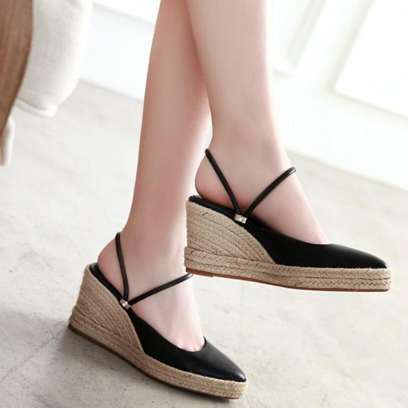 Small Feet Pointy Strap Wedge Heels GS180 - AstarShoes