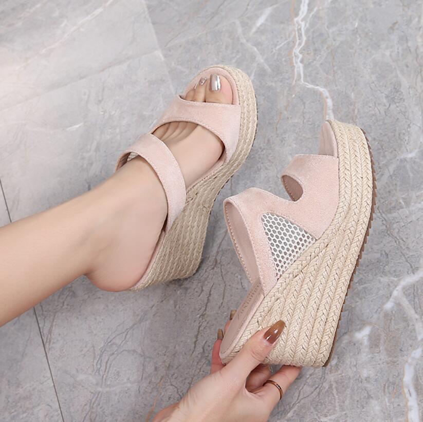 Small Open Toe Suede Wedge Sandals GS369 - AstarShoes