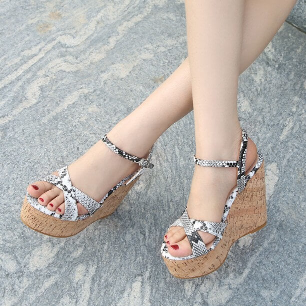 Small Size Ankle Strap Wedge Sandals BS147 - AstarShoes
