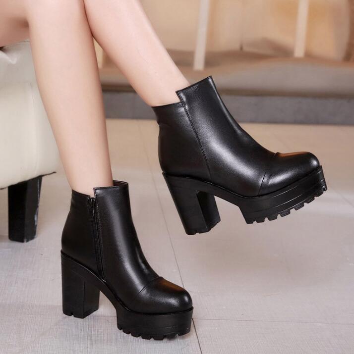 Small Size Chunky Heeled Boots AP32 - AstarShoes
