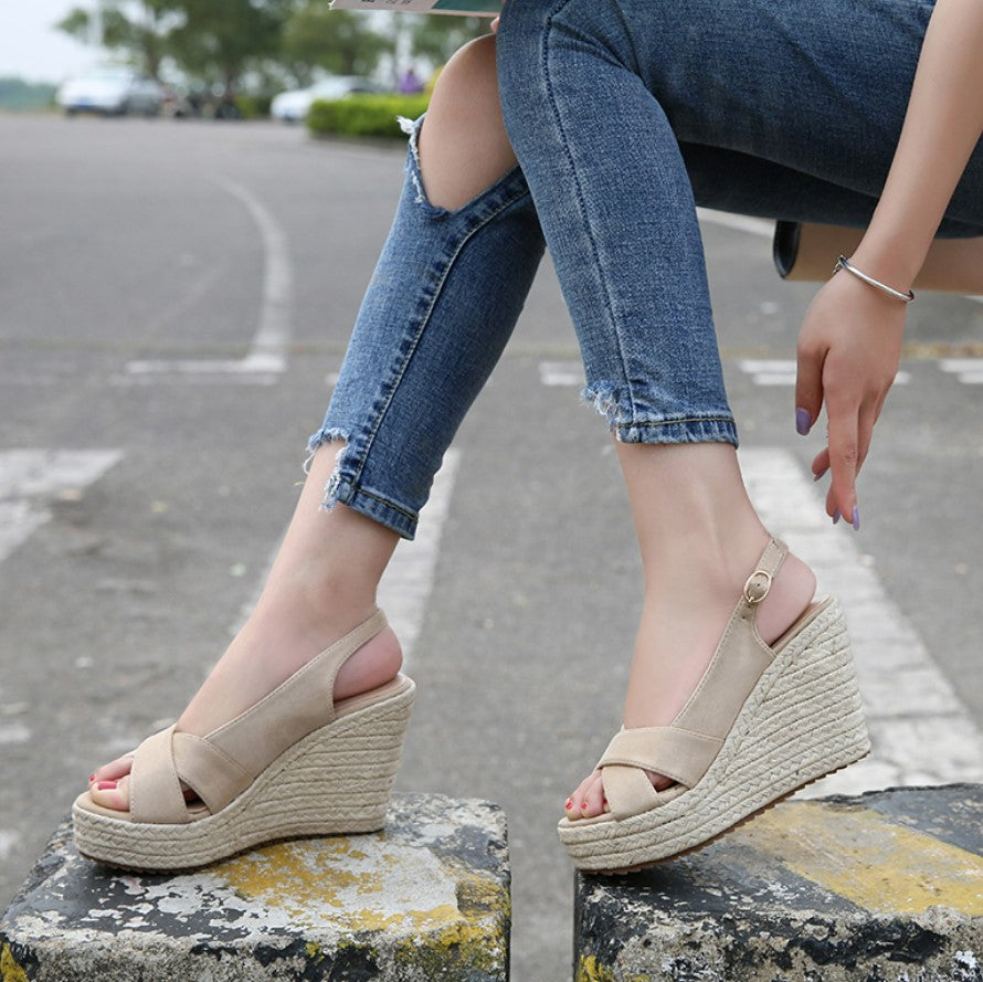 Small Size Peep Wedge Heel Sandals SS371 - AstarShoes