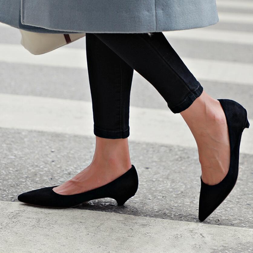 Suede Low Heel Pumps For Small Feet GS366 - AstarShoes