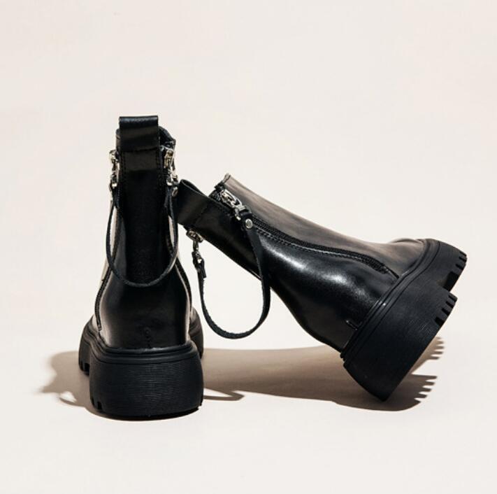 Thicksole Side Zipper Short Boots GS207 - AstarShoes