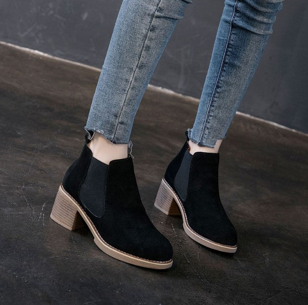 Women's Small Size Leather Ankle Booties AP56 - AstarShoes