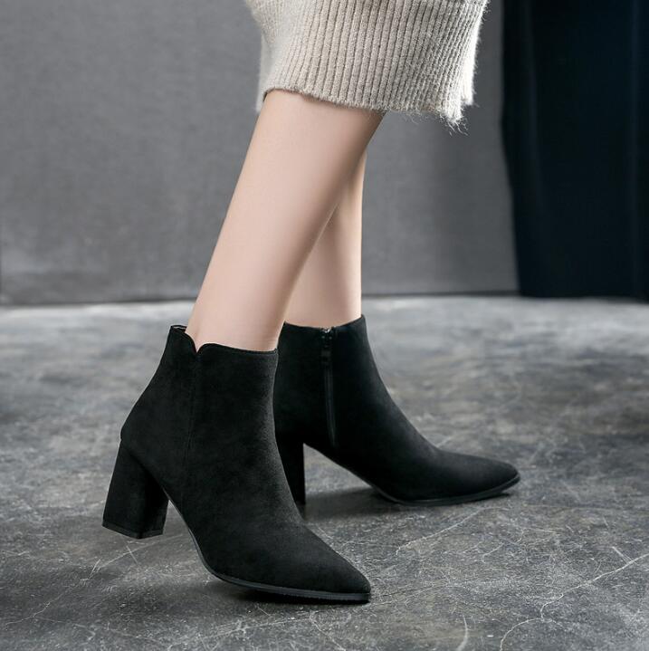 Womens Petite Chunky Heel Short Boots GS215 - AstarShoes